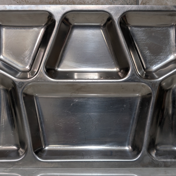 Other | Vintage Us Military Stainless Steel Cafeteria Mess Hall Divided ...